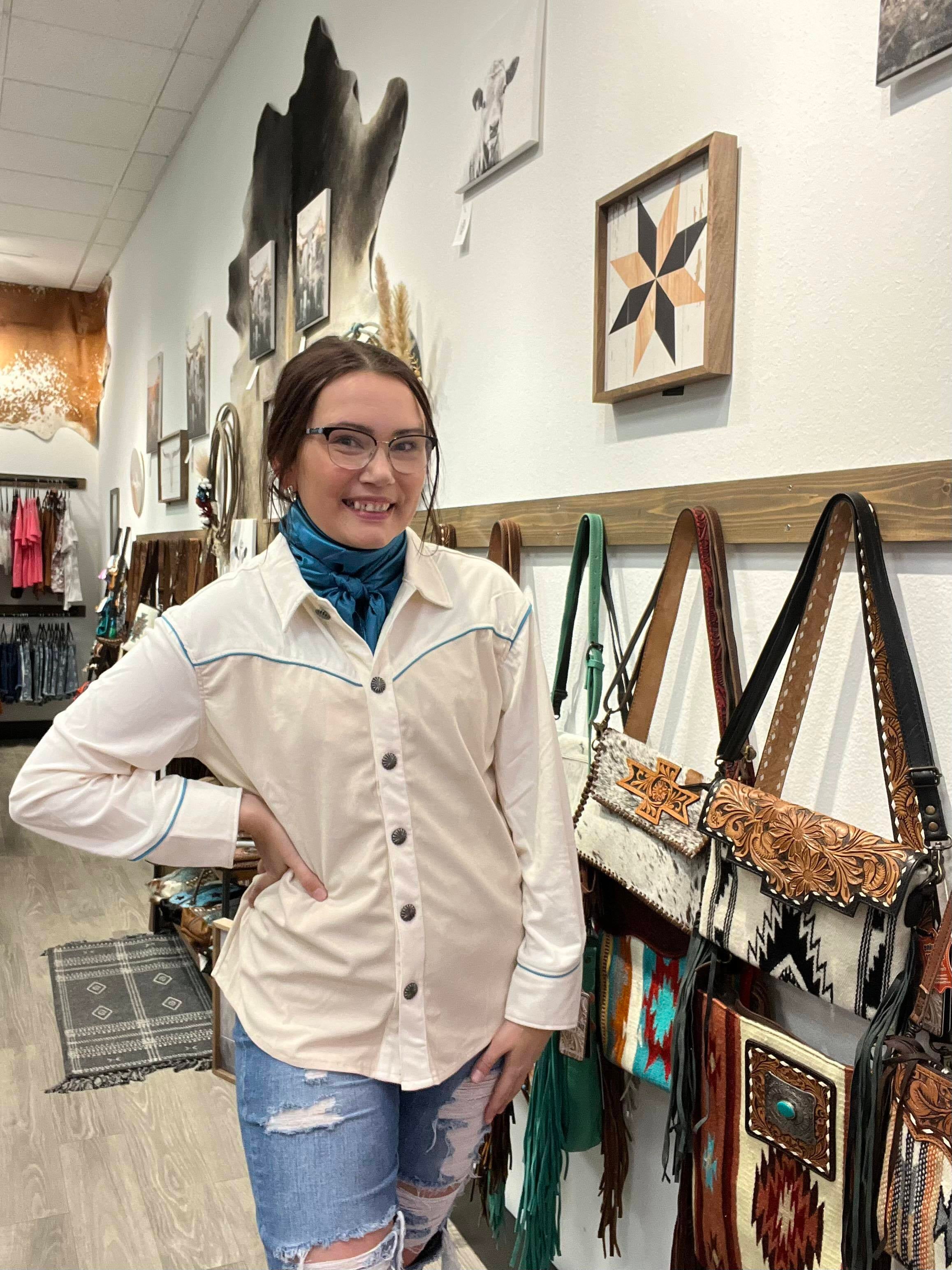 Two Tone Palomino Button Down | Twisted B Clothing